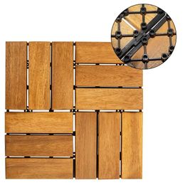 Terrassenfliesen Akazienholz, Mosaik Click, 30x30x2,4 cm, Holzfliesen Terrasse