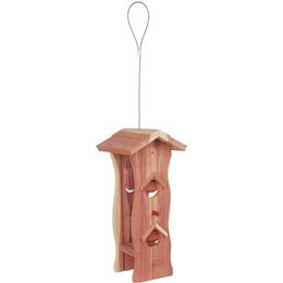 Futterspender V&ouml;gel, zum Aufh&auml;ngen, Holz, mit Dach