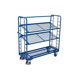 Cordes Etagenwagen mit 3 Drahtgitterb&ouml;den pulverbeschichtet 250 kg Traglast Typ M + EasySTOP