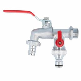 Boni-Shop&reg; Doppelauslaufventil, 2 Wege Ventil 1/2 Zoll, Auslaufventil Messing