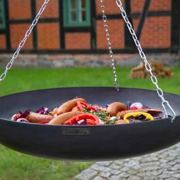 Wok 60 cm, Outdoor Wok Set, Dreibein 200 cm, Grill Dreibein, Naturstahl
