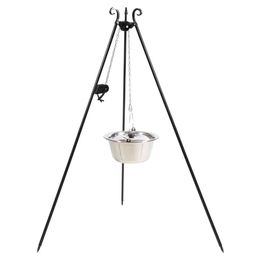 Feuertopf Dreibein Set, mit Edelstahl Kessel 14L, Grill