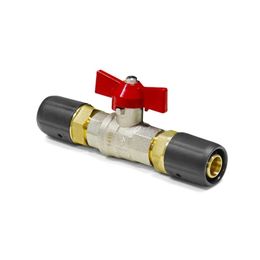 Steckfitting Kugelhahn f&uuml;r Heizung (kein DVGW) 16 x 2 auf 16 x 2 rot