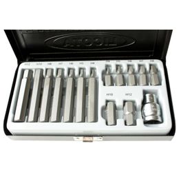 Boni-Shop&reg; Bit Set, S2 Stahl, 3/8 Zoll, 10mm HEX, H4-H12, 30+75mm, Bit Halter