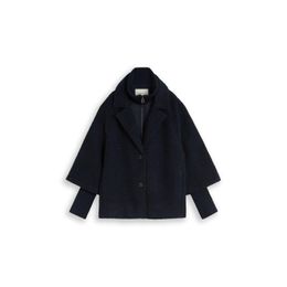 Tom Tailor Damen Cosy Cape Jacke im 2-in-1-Look, blau, Uni, Gr. XS