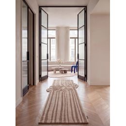 benuta Finest Wollteppich L&auml;ufer f&uuml;r Flur Lilya Taupe 110x300 cm - Naturfaserteppich aus Wolle