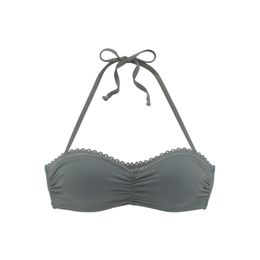 s.Oliver B&uuml;gel-Bandeau-Bikini-Top, Gr&uuml;n, Gr. 36D, Damen, Bandeau-Bikinis, Material: Polyamid, Elasthan