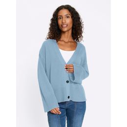 Heine Damen Strickjacke, Blau, Gr. 48, Basic Strickjacken, Material: Baumwolle