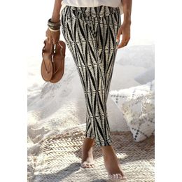 Lascana Damen 7/8-Strandhose, schwarz-sand-bedruckt, Gr&ouml;&szlig;e 44