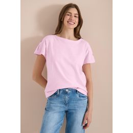 Cecil Damen T-Shirtlight blush rose, Gr. M, meliert, Web, 100% Baumwolle, Shirts, mit U-Boot-Ausschnitt