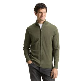 Tom Tailor Herren Strickjacketea leaf melange, Gr. XL, meliert, Strick, Obermaterial: 100% Baumwolle, Strickjacken, mit Logo Stickerei