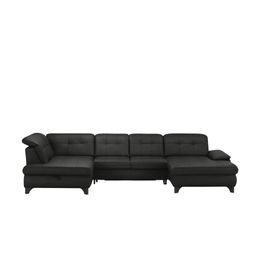 Kollektion Kraft Wohnlandschaft Leder Jona schwarz Ma&szlig;e (cm): B: 368 H: 100 T: 194.0 &raquo; M&ouml;bel Kraft