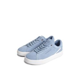 Tommy Hilfiger Herren Sneaker "TH COURT PREMIUM SUEDE", Gr. 47blau, Veloursleder, aufgeraut, unifarben, Basic, Schuhe, Freizeitschuh, Halbschuh,