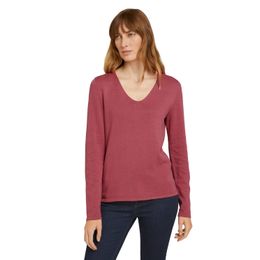 Tom Tailor Damen V-Ausschnitt-Pullover "Regular"cozy pink, Gr. S, unifarben, Strick, Obermaterial: 60% Baumwolle, 40% Viskose, Pullover, mit