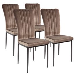 ALBATROS Esszimmerst&uuml;hle mit Samt-Bezug 4er Set MODENA, Braun - Stilvolles Vintage Design, Eleganter Polsterstuhl am Esstisch - K&uuml;chenstuhl oder Stuhl Esszimmer mit hoher Belastbarkeit
