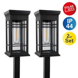 N&auml;ve LED Solarleuchte N&Auml;VE, B:6,7cm H:42cm L:6,7cmschwarz, Garten, Leuchten, "Baskara", 2er-Set Dekoerdspie&szlig; Laterne schwarz, Schiebeschalter, H: 42cm,