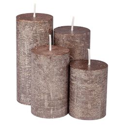 buttinette Rustikale Kerzen, braun-metallic, abgestuft, 4 St&uuml;ck