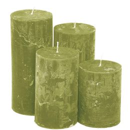 buttinette Rustikale Kerzen, gr&uuml;n, abgestuft, 4 St&uuml;ck