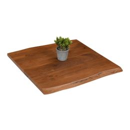 Tischplatte Baumkante Akazie nussbaumfarben 75 x 75 cm BRASILEIRO
