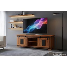 Lowboard TV-Board Akazie massiv nussbaumfarben 145 x 45 x 50 cm LIBRO