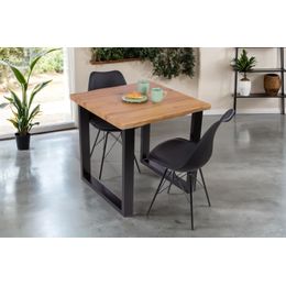 Esstisch Baumkante Holz-Optik Wildeiche 80 x 80 U-Gestell schwarz JOSY