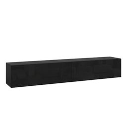 [en.casa] H&auml;ngelowboard, Schwarz Hochglanz, Holzwerkstoff, Rechteckig, 180x30x31.5 cm, Wohnzimmer, Wohnw&auml;nde, Lowboards, Lowboards h&auml;ngend