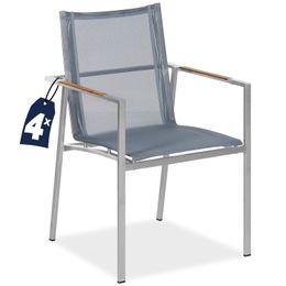 Garland Gartenstuhl Monza 4er-Set Grau stapelbar