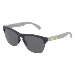 Oakley OO9374 FROGSKINS LITE | Herren-Sonnenbrille | Fassung: Halbrand, Rund, Kunststoff, Grau Matt | Glasfarbe: Grau
