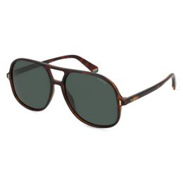 Polaroid PLD 6217/S | Unisex-Sonnenbrille | Fassung: Vollrand, Quadratisch, Kunststoff, Havanna | Glasfarbe: Gr&uuml;n