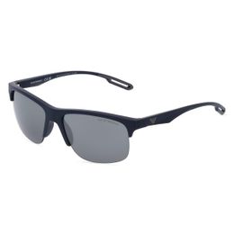 Emporio Armani EA4188U | Herren-Sonnenbrille | Fassung: Randlos, Quadratisch, Kunststoff, Blau Matt | Glasfarbe: Grau Spiegel Silber