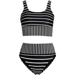 LANDS' END Komfort-Midkini, Damen,  Schwarz, Elasthan/Metall/Nylon-Mischung, by Lands' End