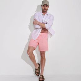 LANDS' END Seersucker-Badeshorts mit Hydroliner, 18 cm, Herren,  Orange, Elasthan/Polyester-Mischung, by Lands' End