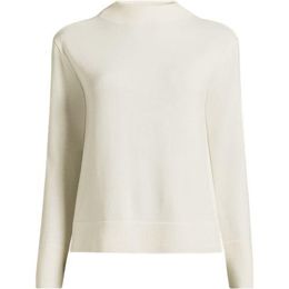 LANDS' END Merinopullover mit Stehbund, Damen,  Wei&szlig;, Wolle, by Lands' End
