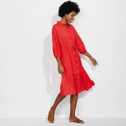 LANDS' END Midi-Hemdblusenkleid f&uuml;r Damen, Damen, size: regular, Orange, Viskose, by Lands' End