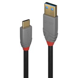 Lindy 36913 2m USB 3.2 Typ A an C Kabel, 10GBit/s, Anthra Line - USB Typ A Stecker an C Stecker