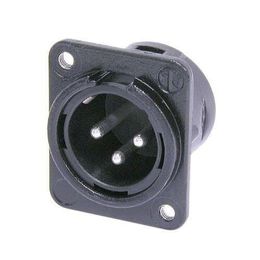 NEUTRIK NC3MDM3LBAG1 - 3 poliger Chassisstecker, L&ouml;tanschl&uuml;sse, schwarz-verchromtes Geh&auml;use, Silber
