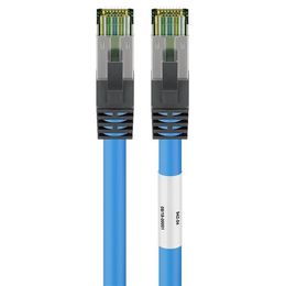 goobay RJ45 (CAT 6A, 500 MHz) Patchkabel mit CAT 8.1 S/FTP Rohkabel, Blau, 20 m - LSZH halogenfrei,