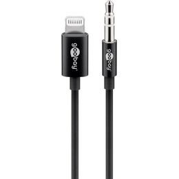 goobay Apple Lightning Audioanschlusskabel (3,5mm) 1m schwarz, 1 m - zum Verbinden eines iPhone/iPad