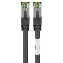 goobay CAT 8.1 Patchkabel, S/FTP (PiMF), Schwarz, 0.25 m - LSZH halogenfrei, Kupfer AWG 24