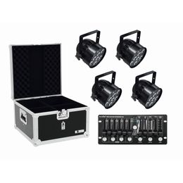 Eurolite Set 4x LED PAR-56 HCL sw + Case + Controller