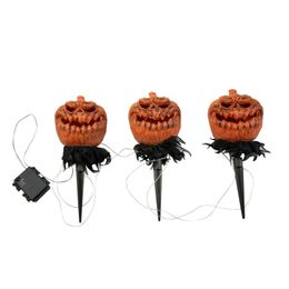 EUROPALMS Halloween K&uuml;rbisse mit Erdspie&szlig;, 3er-Set