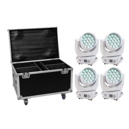 Eurolite Set 4x LED TMH-X4 wei&szlig; + Case mit Rollen