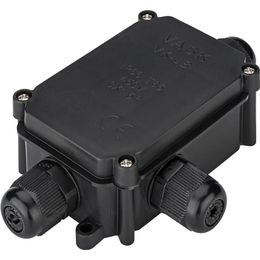 goobay IP-66 Schutzbox f&uuml;r L&uuml;sterklemmen PG9, Schwarz - zum sicheren Verbinden von 3 Kabeln