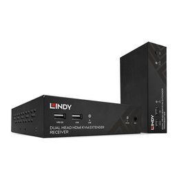 Lindy 39374 100m Cat.6 Dual Head HDMI, USB, IR & RS232 HDBaseT KVM Extender - Steueru