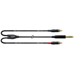 Cordial INTRO CFY 1,5 VCC - 1,5 m, REAN Klinke 6,3 mm stereo gold / 2 x Cinch gold