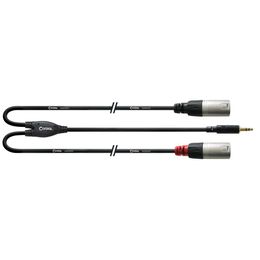 Cordial INTRO CFY 3 WMM-LONG - 3,0 m, REAN Klinke 3,5 mm stereo gold / 2 x XLR male gold -lange Spliss-Seite
