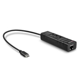 Lindy 43249 USB 3.1 Typ C Hub & Gigabit Ethernet Konverter - 3 Port USB Hub & Gigabit
