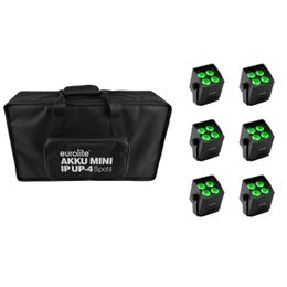Eurolite Set 6x AKKU Mini IP UP-4 QCL Spot MK2 + Soft-Bag