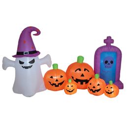 EUROPALMS Halloween Aufblasbare Figur Geist mit K&uuml;rbissen, animiert, 244cm