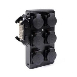 Ultralite Powerbox 6 (Alu), SCHWARZ IN 1x HB16 / OUT 6x Schuko, inkl. M10 H&uuml;lse